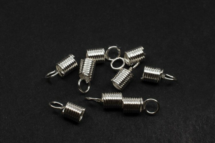 Зажим-концевик для шнуров 10х4,5мм, отверстие 3,5мм, внутренний диаметр 3,2мм, цвет серебро, железо, 04-022, 5г (около 18шт)