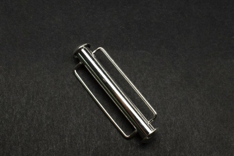 Замок-слайдер 31,5х11мм, петли 22,8х2,5мм, цвет серебро, сплав металлов, 08-027, 1шт