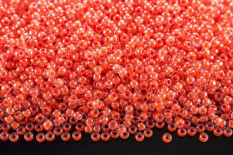 Бисер японский TOHO круглый 11/0 #0803 лосось, окрашенный изнутри неон, светится в ультрафиолете, 10 грамм