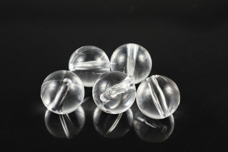 Бусины акриловые круглые 20мм, отверстие 3мм, цвет прозрачный, 535-013, 2шт