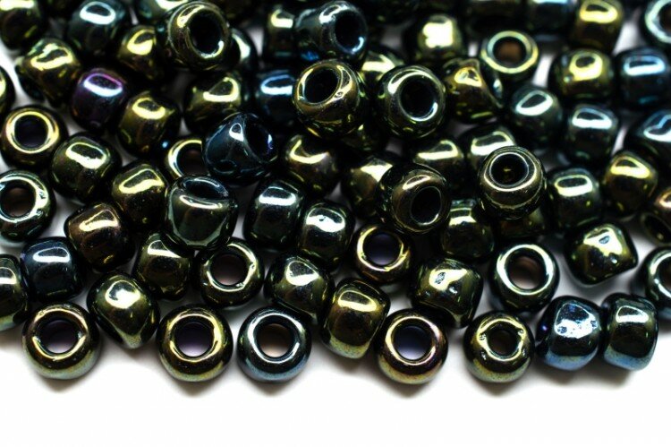 Бисер японский TOHO круглый 3/0 #0084 зеленый/коричневый, металлизированный ирис, 10 грамм