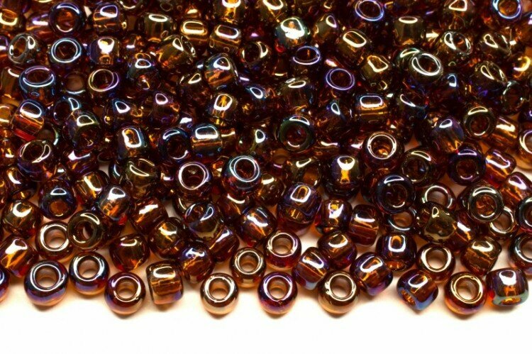 Бисер японский TOHO круглый 6/0 #0177 дымчатый топаз, радужный прозрачный, 10 грамм