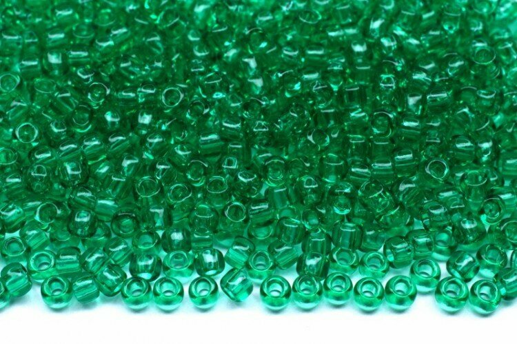 Бисер японский TOHO круглый 11/0 #0072 зеленое стекло, прозрачный, 10 грамм
