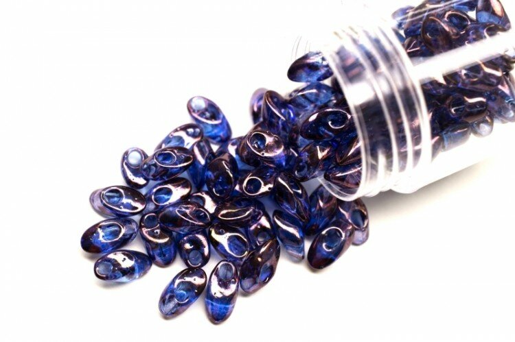 Бисер японский MIYUKI Long Magatama #1884 лаванда, золотое сияние, 10 грамм