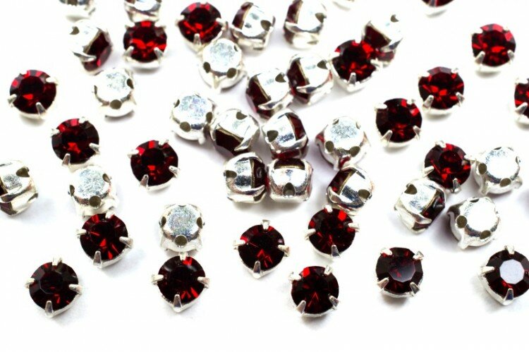 Шатоны Preciosa Maxima 4мм в оправе, цвет siam DF/silver, 63-114, 10шт