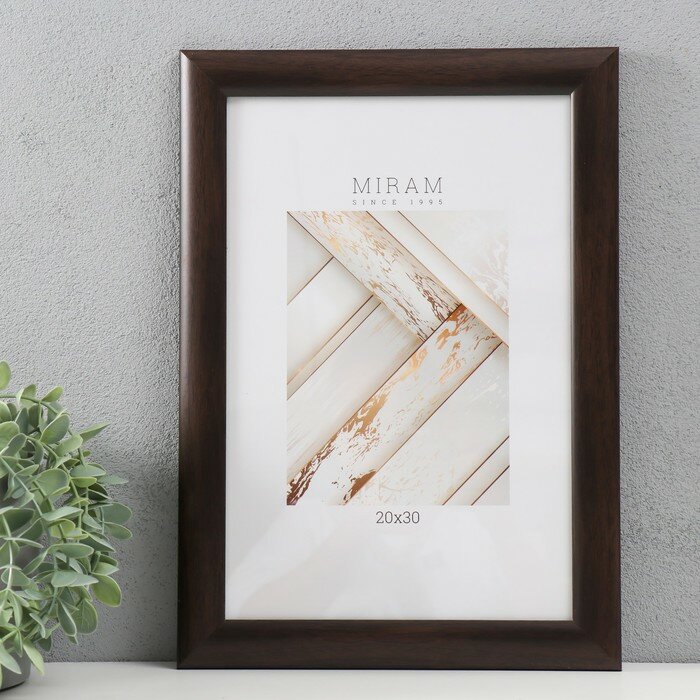 Фоторамка пластик "мирам" 20х30 см тёмный орех (пластиковый экран)