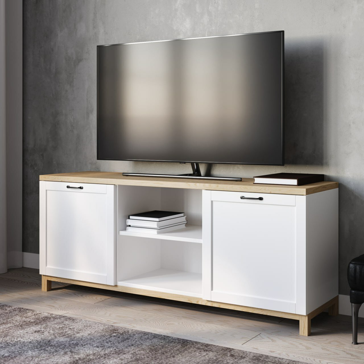 Тумба под телевизор напольная, комод, тумба под тв, тумбочка белая Техас - 7 , 165х68х45 см