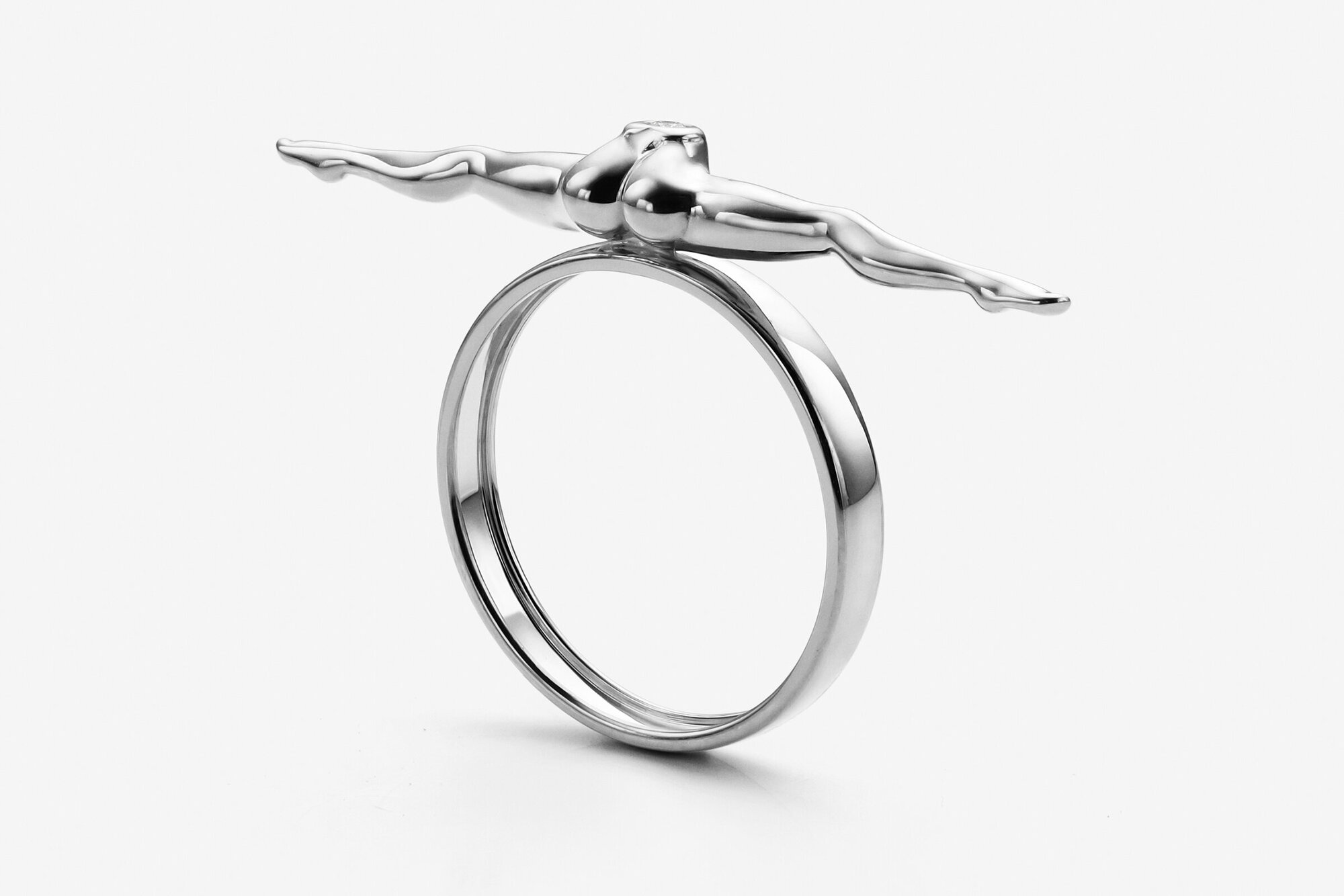 Кольцо широкое, серебро, 925 проба, родирование