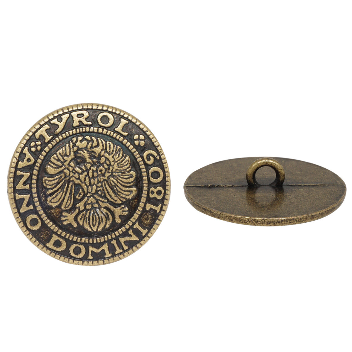 Пуговицы на ножке Протос 'Герб' 35L (22мм), 64417, металл, латунь, 24 шт