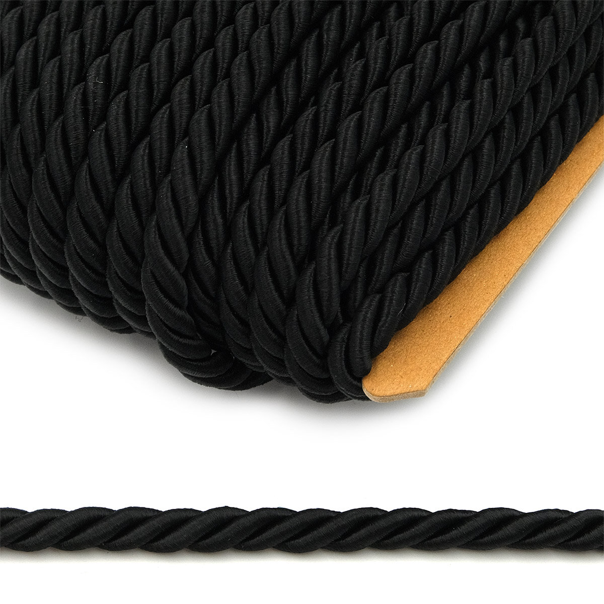 Шнур декоративный витой Протос, 23-103, 9 мм*25 м, вискоза, Греция (103/30 черный)