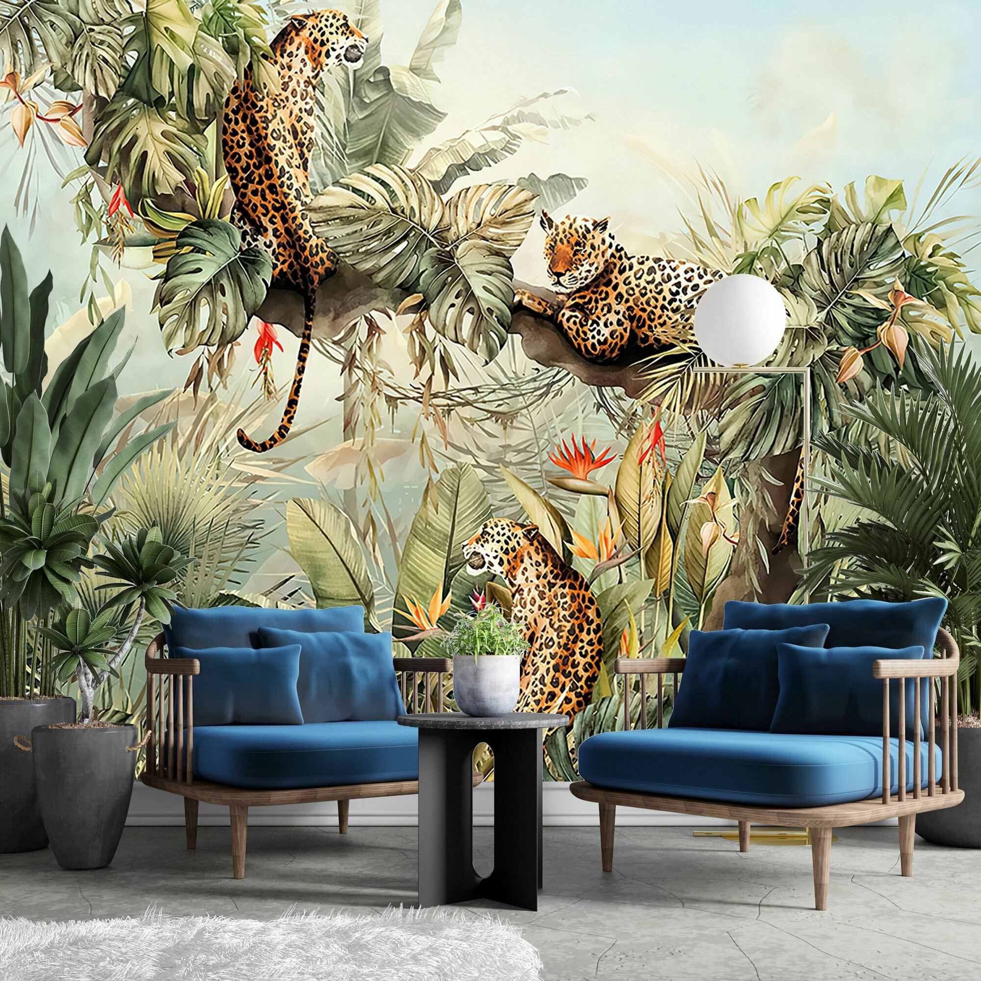 Фотообои на стену "Леопарды" флизелиновые 200х260 см