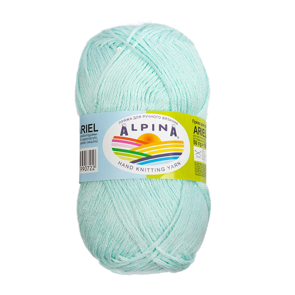 Пряжа ALPINA "ARIEL" 98% акрил, 2% пайетки 50 г 150 м 09 св. мятный