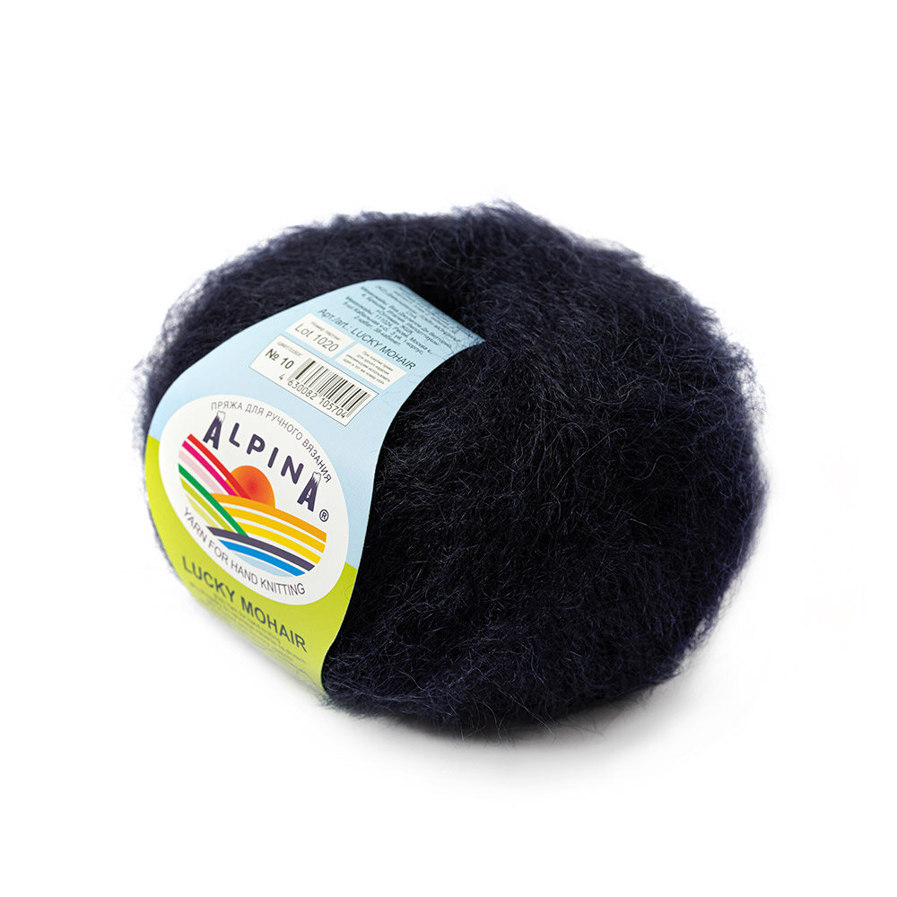 Пряжа ALPINA "LUCKY MOHAIR" 60% кид мохер, 40% акрил 50 г 150 м №10 т. синий