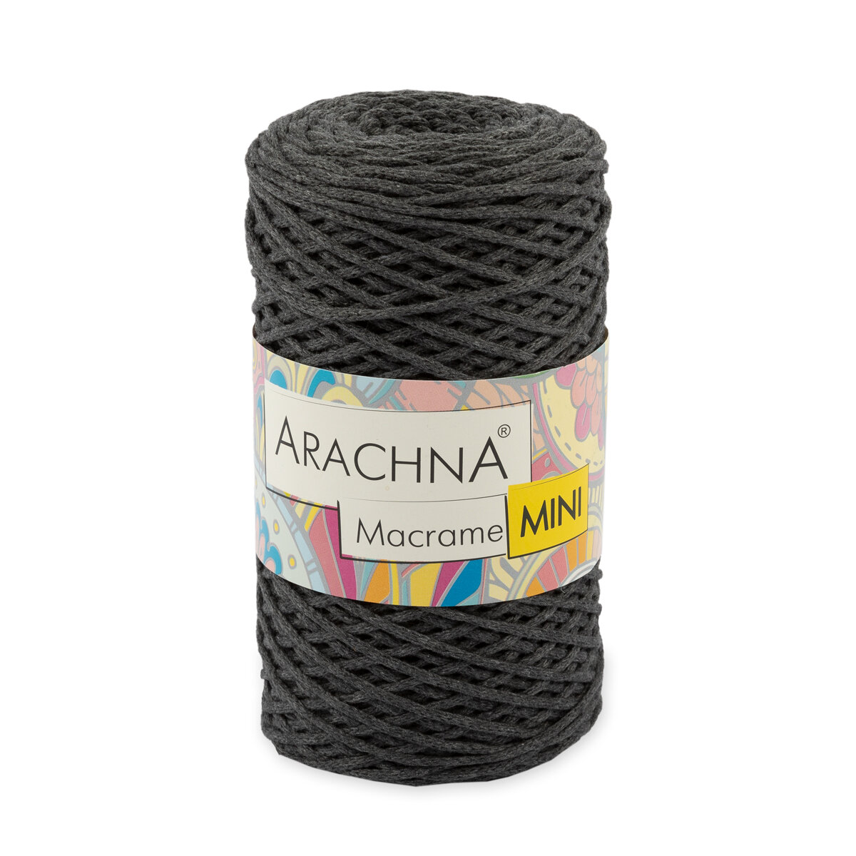 ARACHNA Macrame Mini-JX32 пряжа хлопок 80% и полиэстер 20% 200 м, 250 г, №43 т. серый 1шт