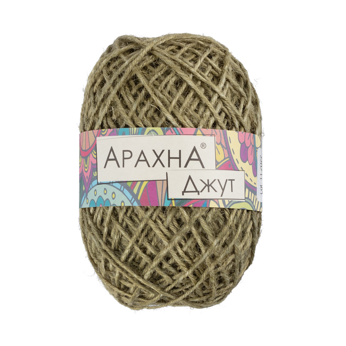 Пряжа ARACHNA "Jute" 100% джут 100 г 90 м № 020 св. хаки