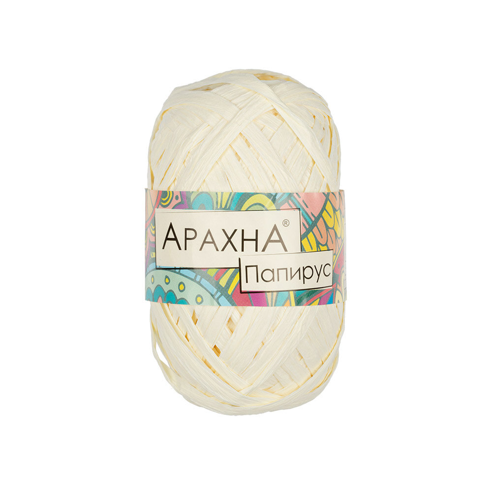 Пряжа ARACHNA "PAPYRUS" 100% целлюлоза 40 г ± 3 г 50 м №01 молочный