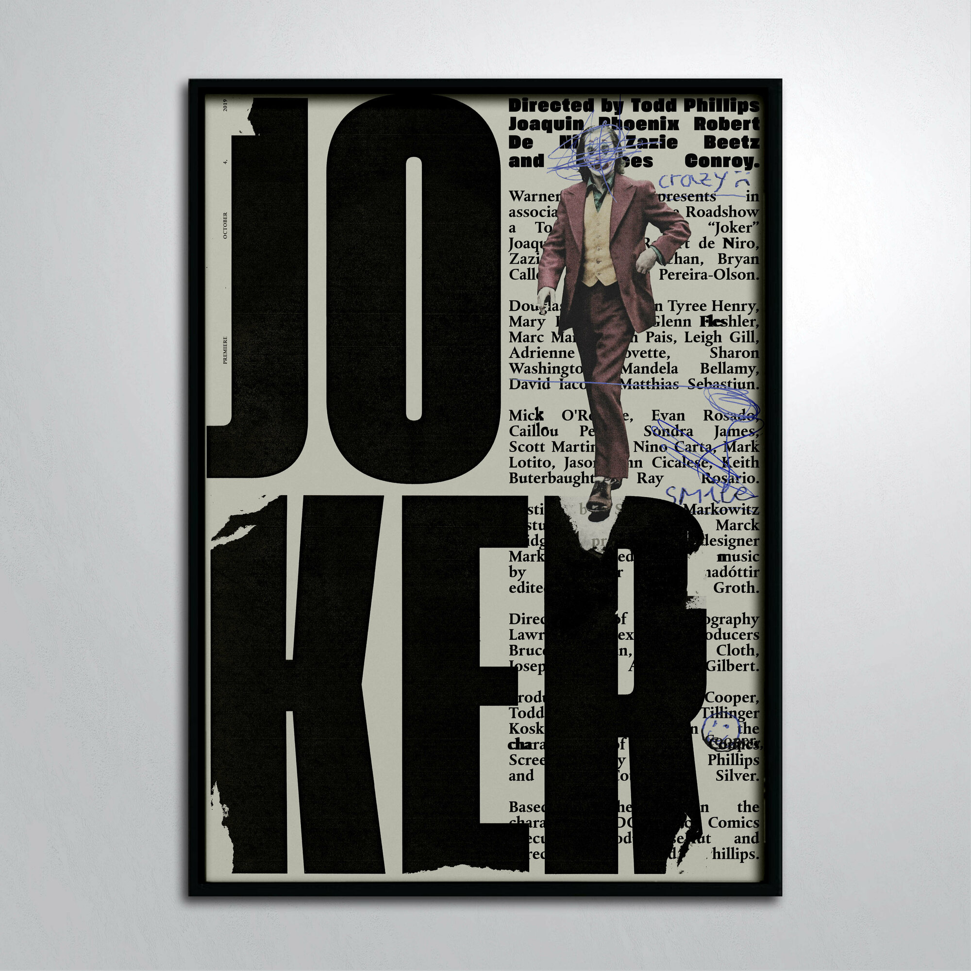 Постер без рамы/Джокер Хоакин Феникс Газета Арт Joker