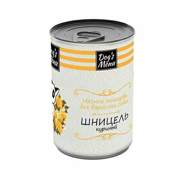 Dog's Menu Консервы для взрослых собак шницель куриный, 340 гр