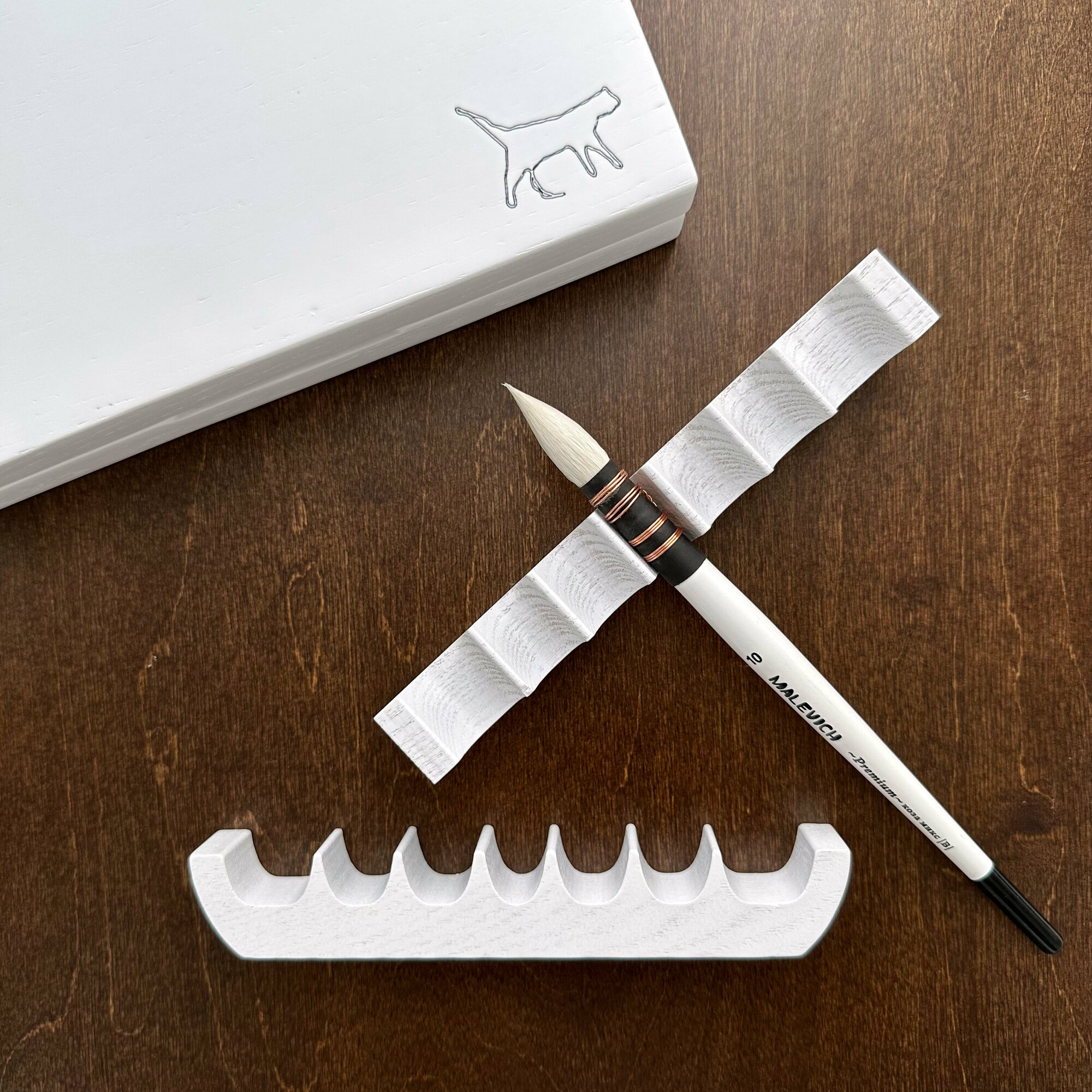 Деревянная белая подставка XL под кисти Art Modernista, держатель для больших кистей