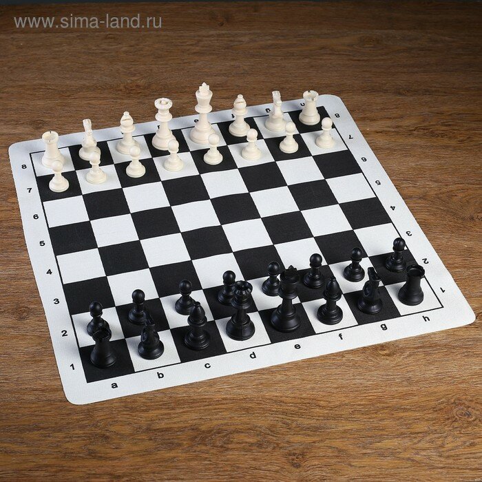 Шахматные фигуры, пешка h=4.5 см, ферзь h=7.5 см, поле 50×50 см