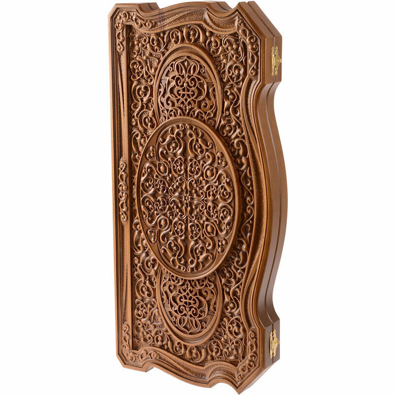 Нарды "Восток" из массива бука (59 x 30 x 6 см, объемный рисунок)