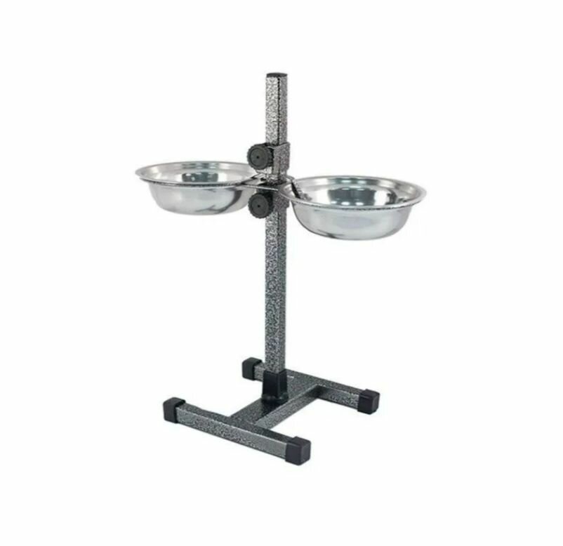 HOMEPET D 20 см 2 х 1 л до 40 см металлическая регулируемая подставка с мисками для домашних животных шагрень