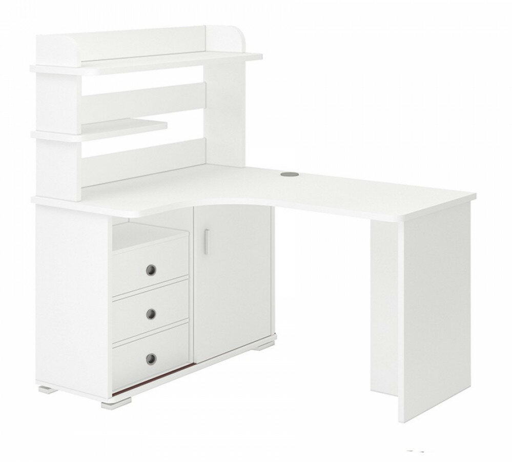 Стол компьютерный Мэрдэс СР-145 с надстройкой Белый Левосторонний