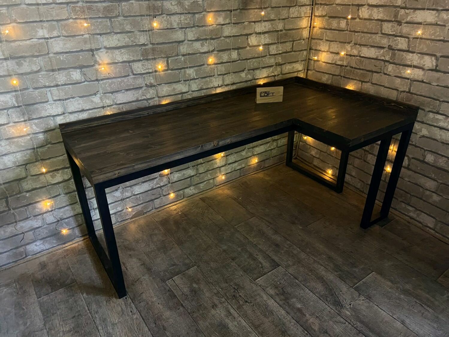 Стол EasyLOFT, письменный, угловой, массив дерева, металл, 200x100х75см