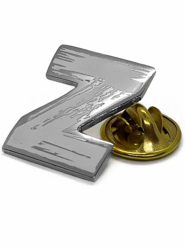 Значок Z, белый, значок на одежду, значок металлический