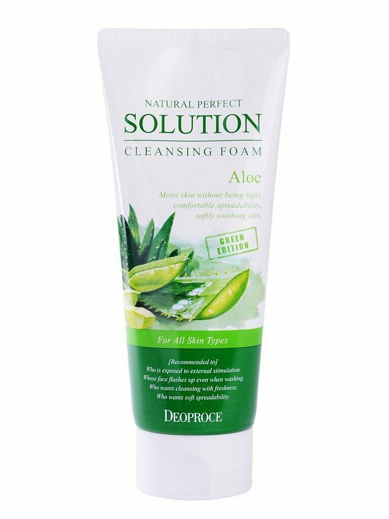 Deoproce Пенка для умывания Natural Perfect Solution Cleansing Foam Green Edition Aloe, 170 гр
