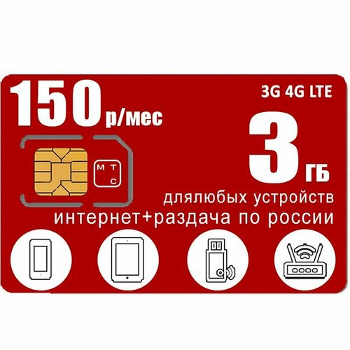 Сим карта для всех устройств I интернет с раздачей I 3ГБ за 150 ...
