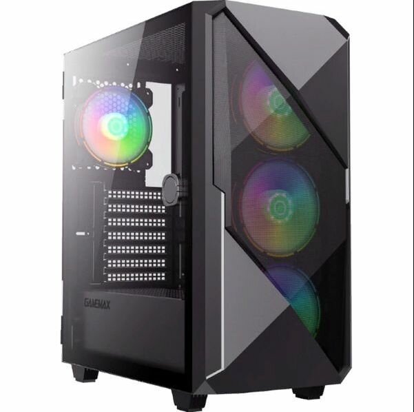 Компьютерный корпус GAMEMAX Revolt (REVOLT) черный - Midi Tower, Mini-ITX, Micro-ATX, 3.5 мм jack (микрофон/аудио), USB 2.0 Type-A, USB 3.2 Gen 1 Type-A