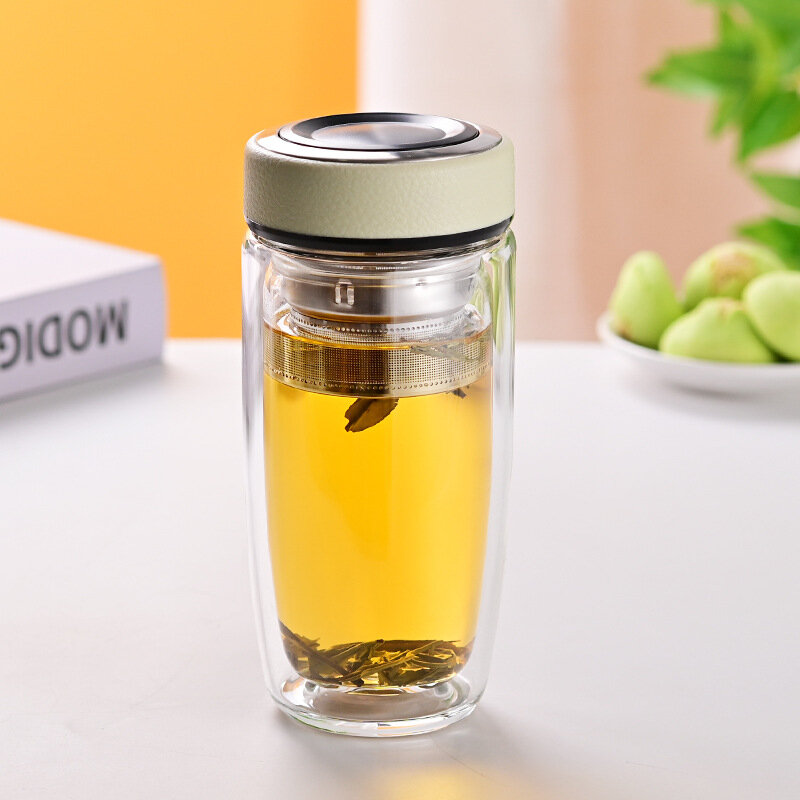 Двухслойный гусиный яйцо чашка с высоким содержанием боросиликса крышка бытовая стеклянная стеклянная чашка Белый