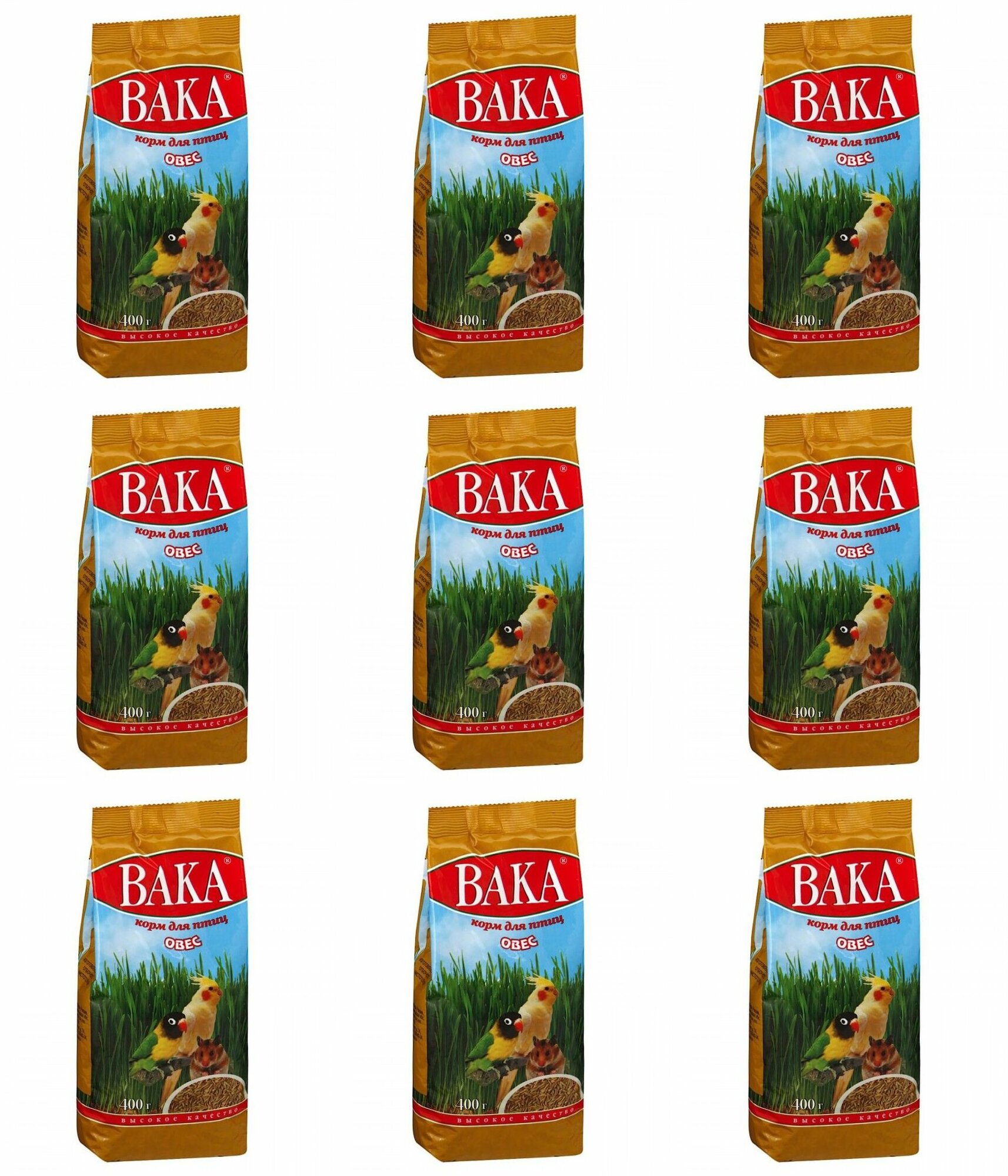 Вака Корм сухой для птиц ВК Овес, 400 г, 9 шт