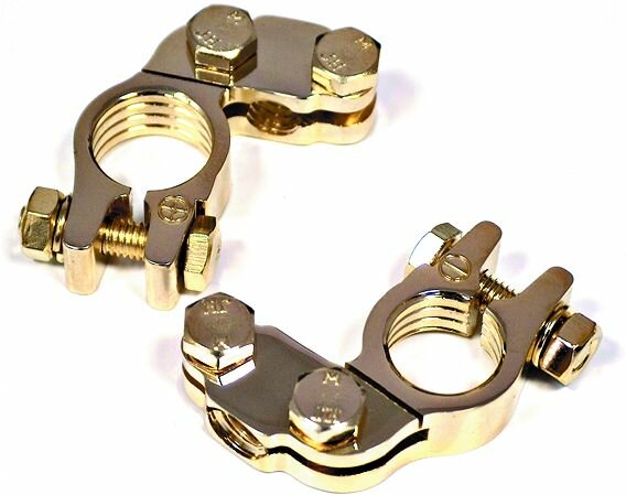 Аккумуляторная клемма BT0820-G (+), латунь, покрытие золотом.