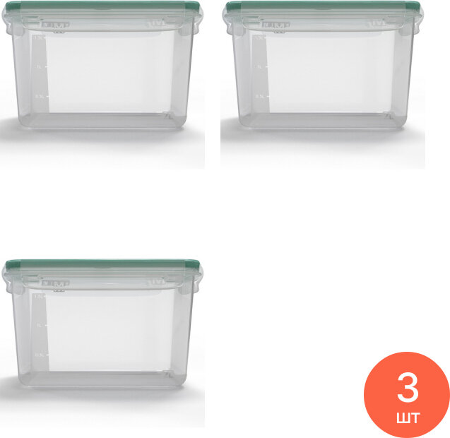 Контейнер для хранения продуктов Полимербыт Bright Экстра Лок пластиковый с крышкой герметичный 3л / емкость герметичная (комплект из 3 шт)