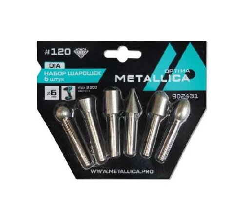 Набор шарошек алмазных METALLICA Optima L=60 мм, 6 шт