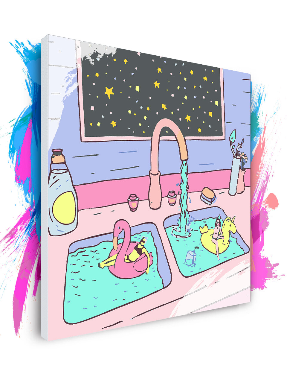 Картина по номерам на холсте Бассейн в раковине, 60 х 80 см