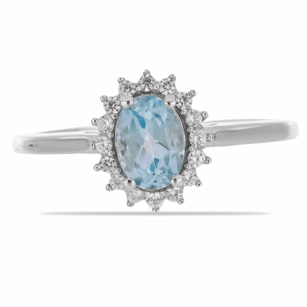 Кольцо, серебро, 925 проба, родирование, циркон, топаз