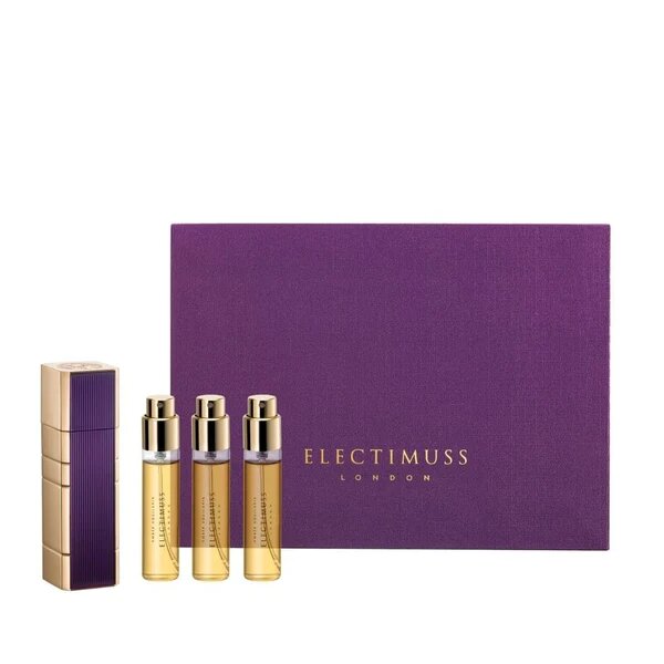 Electimuss Mixed Travel Set Oud Addict 3x10 мл + Gold/Purple Case (Amber Aquilaria, Mercurial, Rhodanthe), духи Унисекс