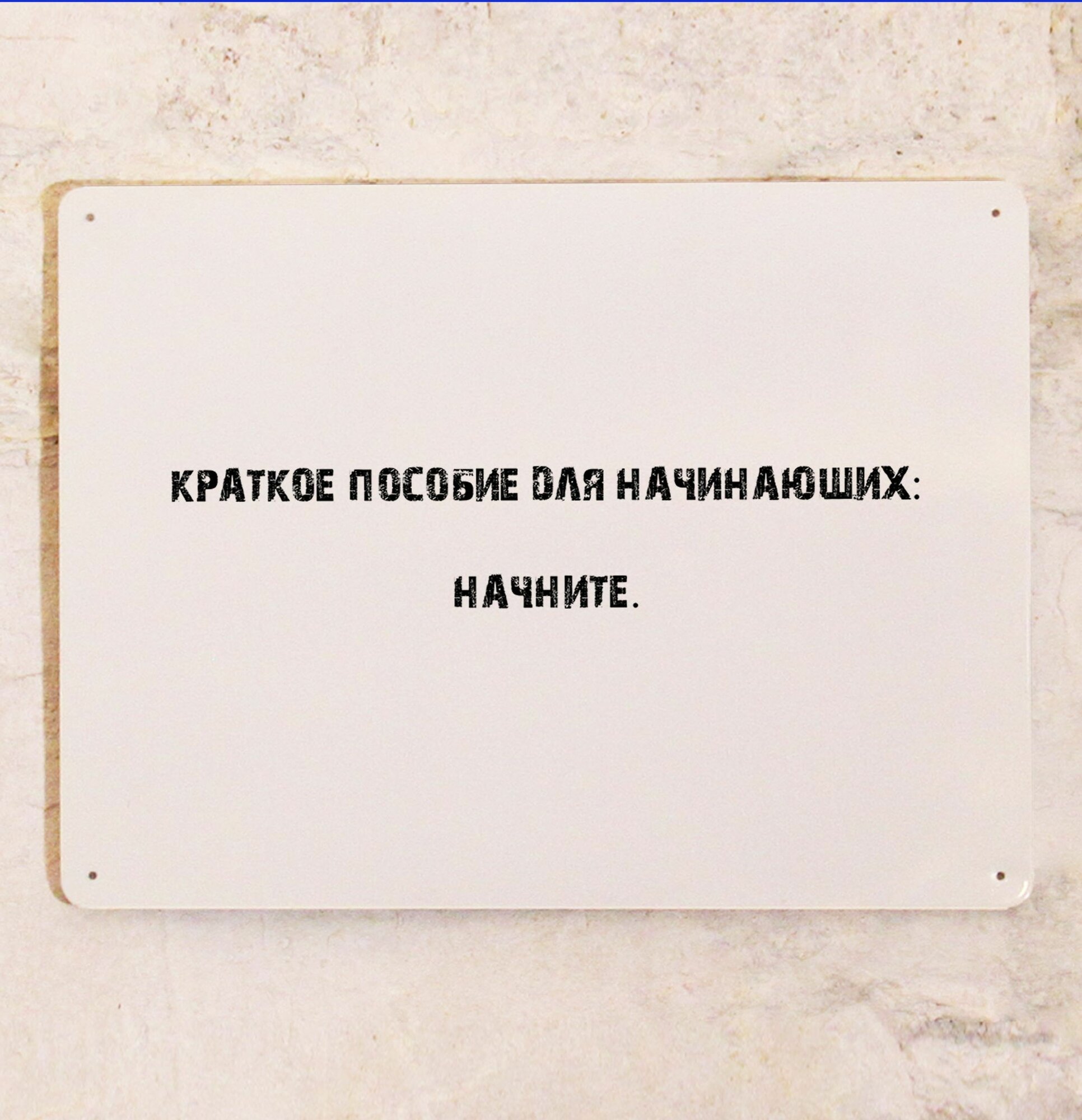 Прикольная табличка краткое пособие для начинающих, для офиса, металл, 20х30 см.