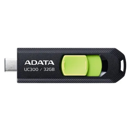 Флешка USB (Type-C) A-Data UC300 32ГБ, USB3.2, черный и зеленый [acho-uc300-32g-rbk/gn]
