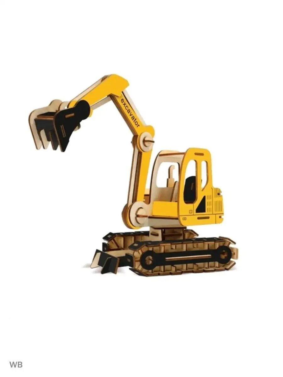 Деревянный конструктор 3D/Сборная модель/Экскаватор