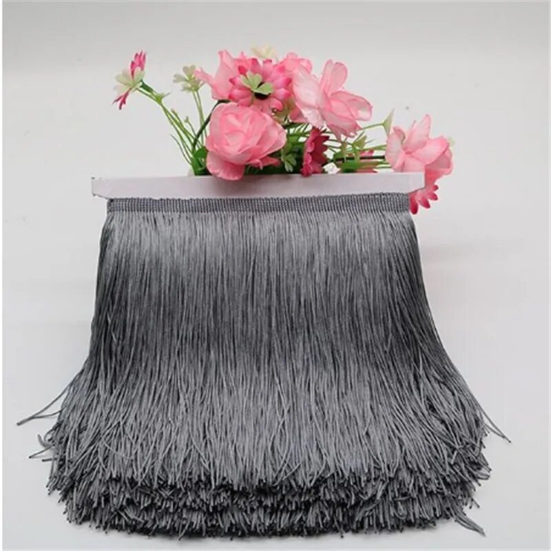 Кружевная бахрома из полиэстера 30 см SAD01 Черный, 30cm, metre