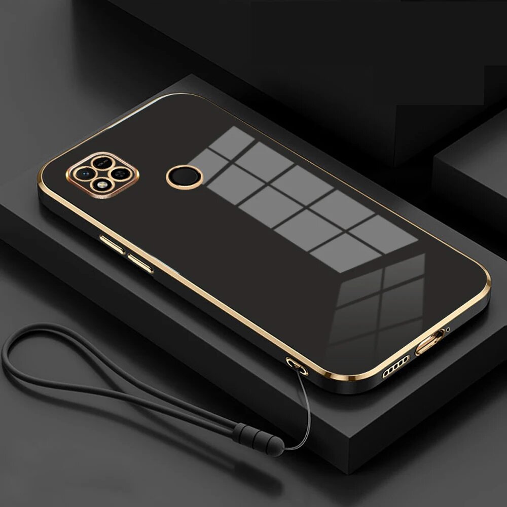 Для Xiaomi Redmi 9C Чехол Redmi 9C NFC Чехол для телефона Redmi 10A Чехол M2006C3MG M2006C3MT Роскошная противоударная задняя крышка с квадратным покрытием gs6D black, Redmi 9C NFC