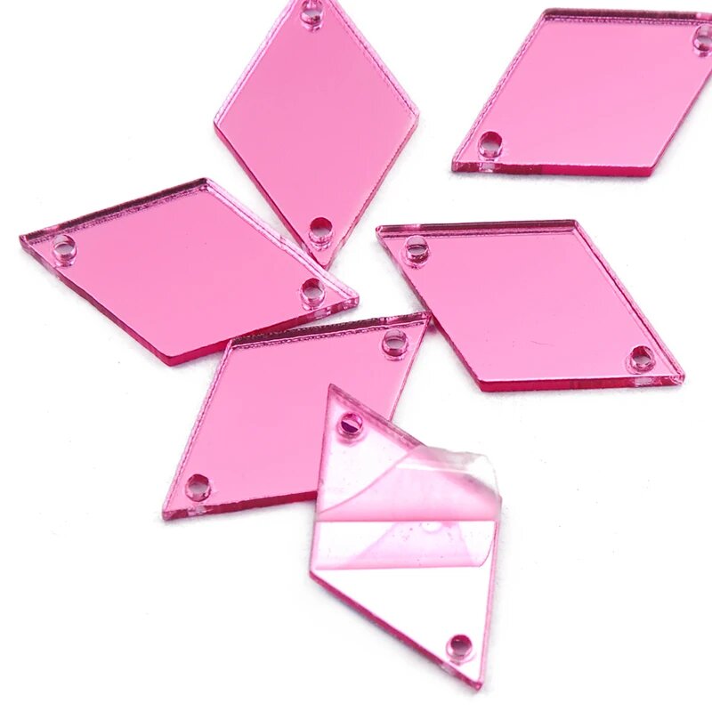 Розовые акриловые стразы-ромбы 15x25mm, 30шт