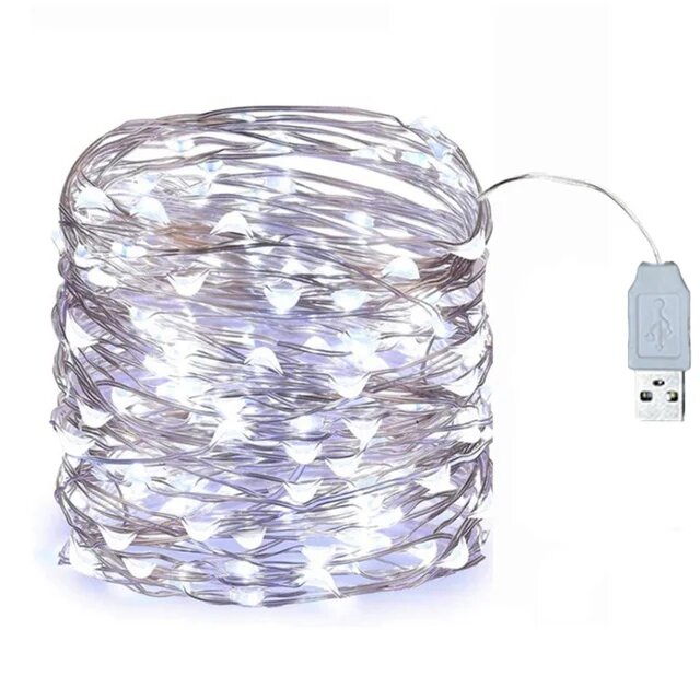 LED гирлянда на USB, 3м, 30 LED, белый