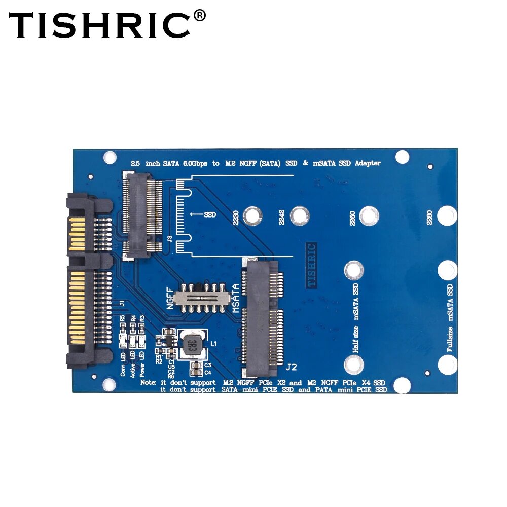 Адаптер TISHRIC M.2 B Key на SATA 3.0 Blue M2 Msata