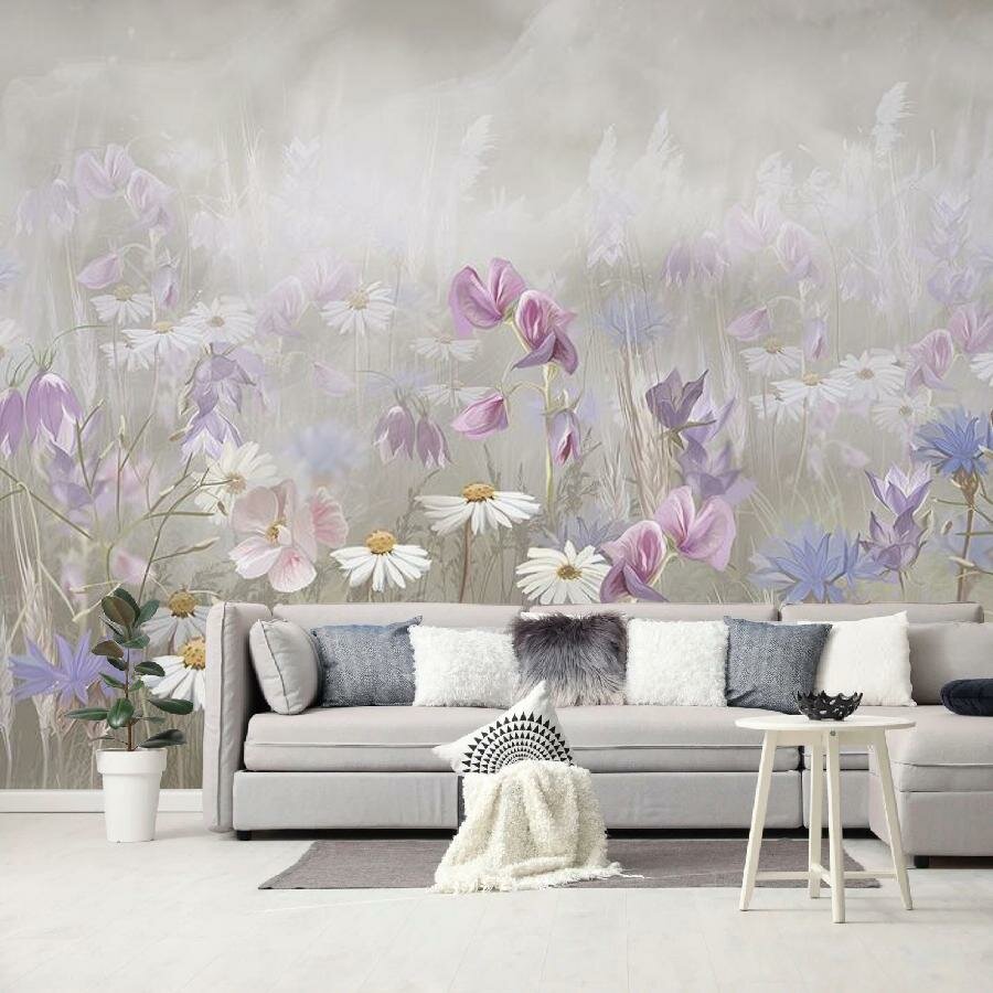 Фотообои Луговые цветы 13-383-S-Холст 270 x 200 см (ВхШ) Бесшовные, флизелиновые, влагостойкие обои