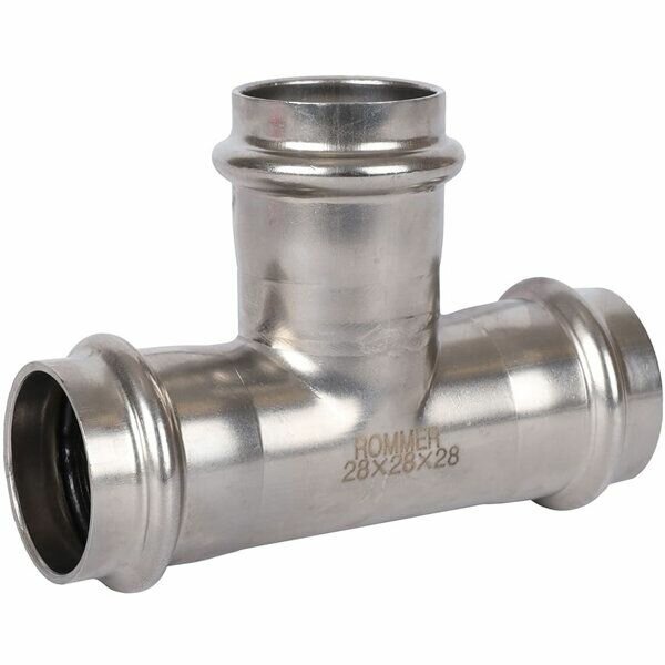 Тройник для труб 22 мм нержавейка под пресс RUMER